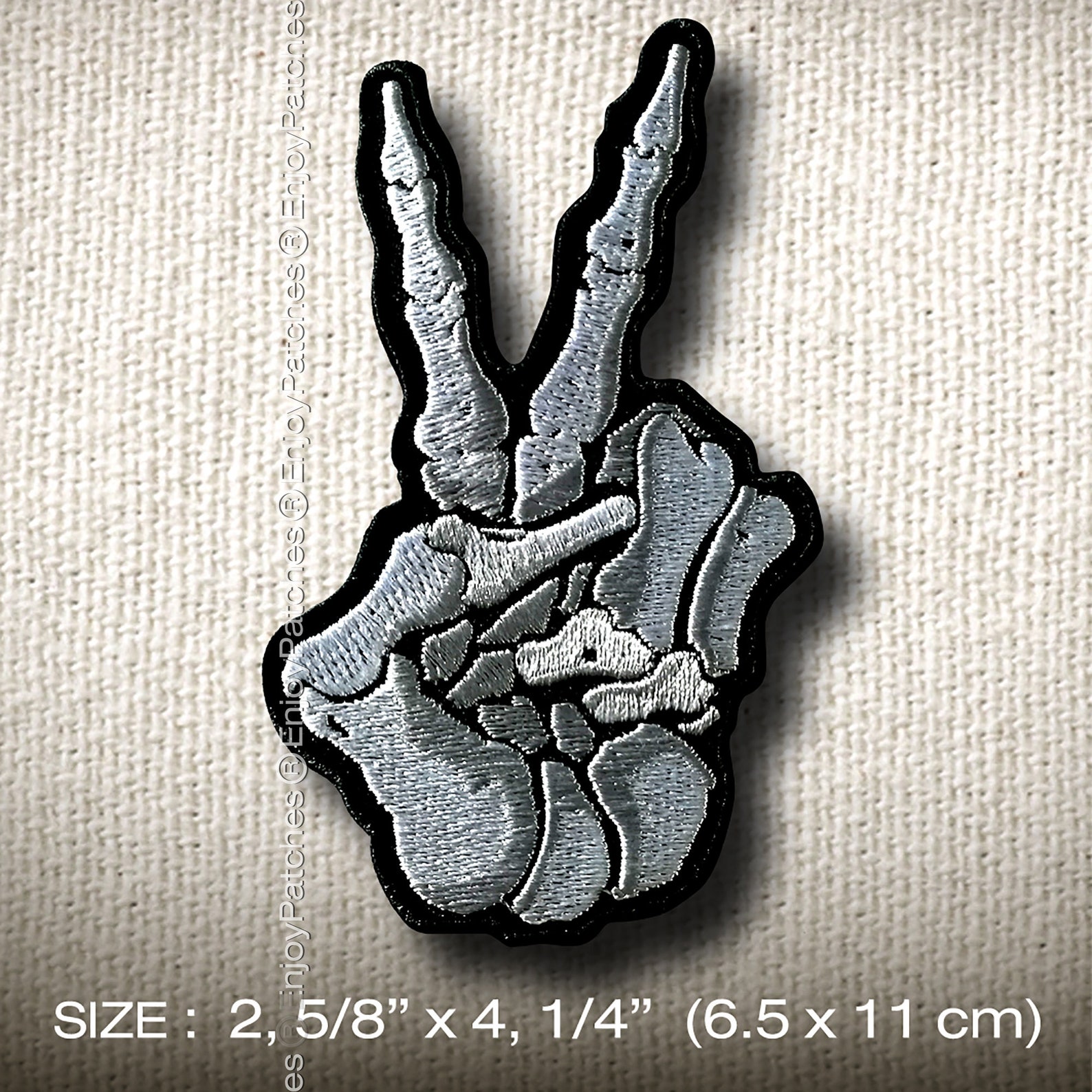 Skeleton Peace Sign Iron On Patch Bones Applique Tattoo Badge | Etsy