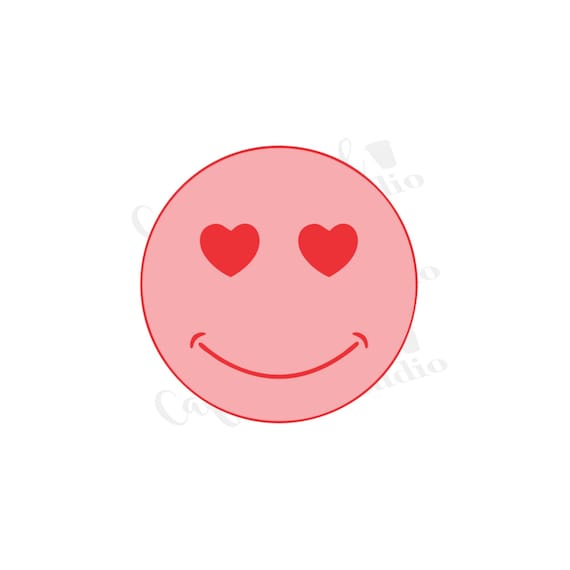 Heart Eyes Smiley Svg / Retro Valentine Svg / Smiley Face Svg | Etsy