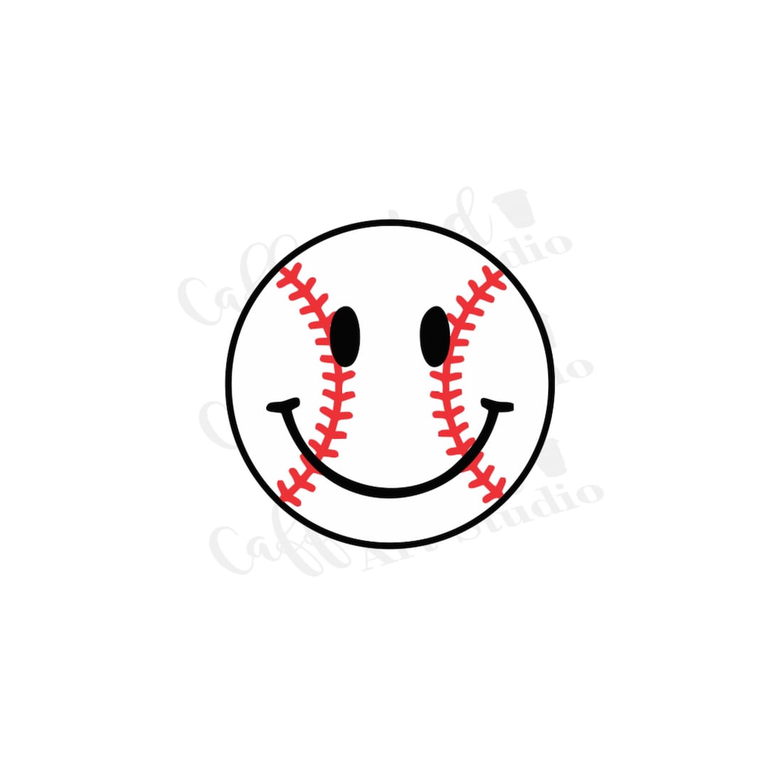 Baseball Vibes Svg / Baseball / Smiley Face Svg / Baseball Svg ...