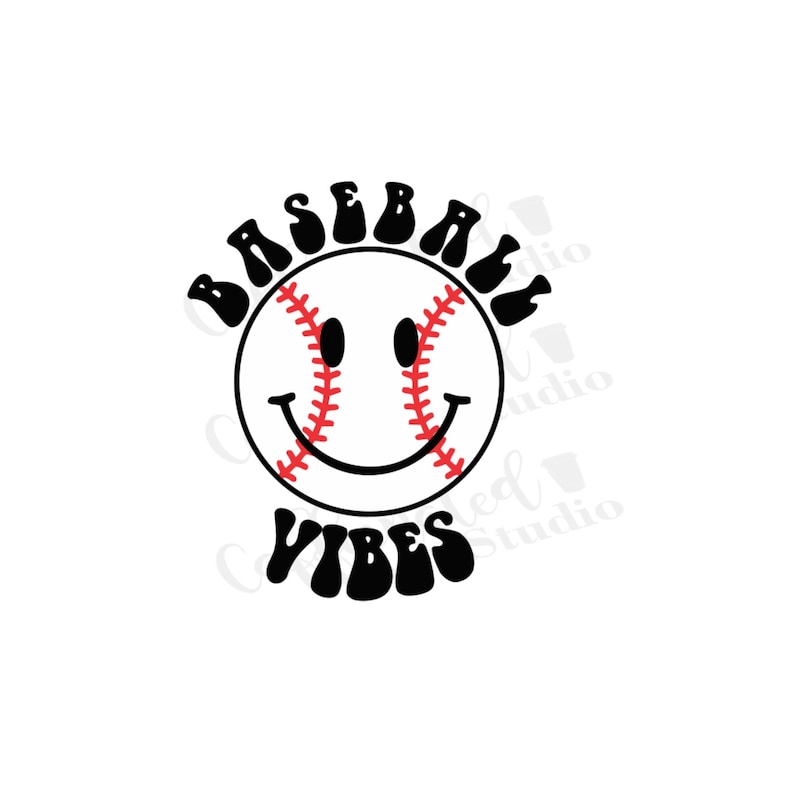 Baseball Vibes Svg / Baseball / Smiley Face Svg / Baseball Svg ...