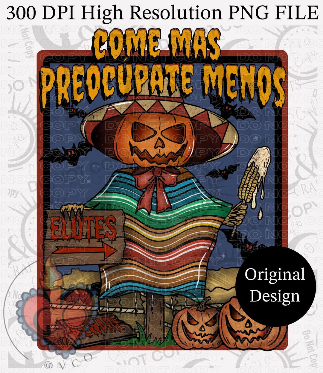Elote Scarecrow PNG, Original Design, Hispanic PNG, Spooky Spanish Png ...