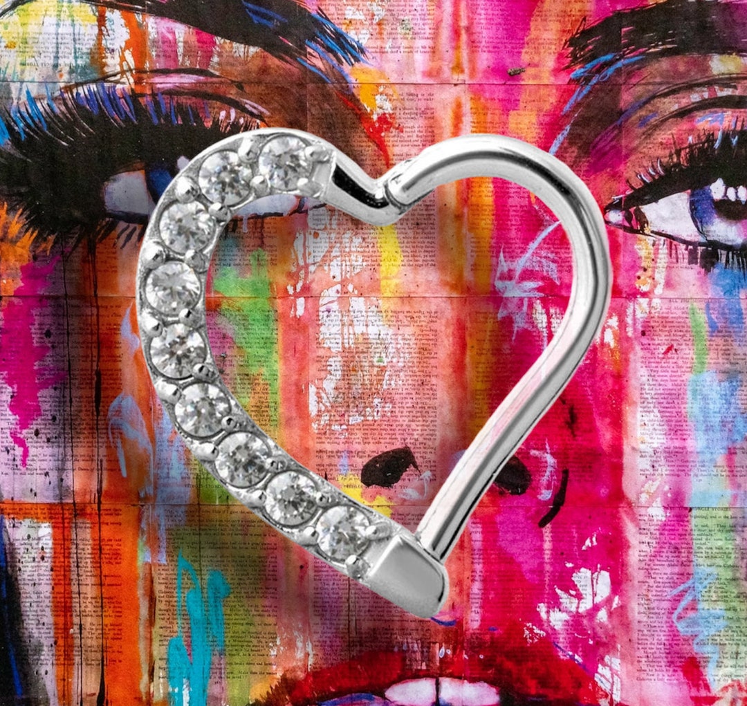 Daith by Heart 10mm Daith Clicker, Heart Daith Jewelry, Pave Crystal ...