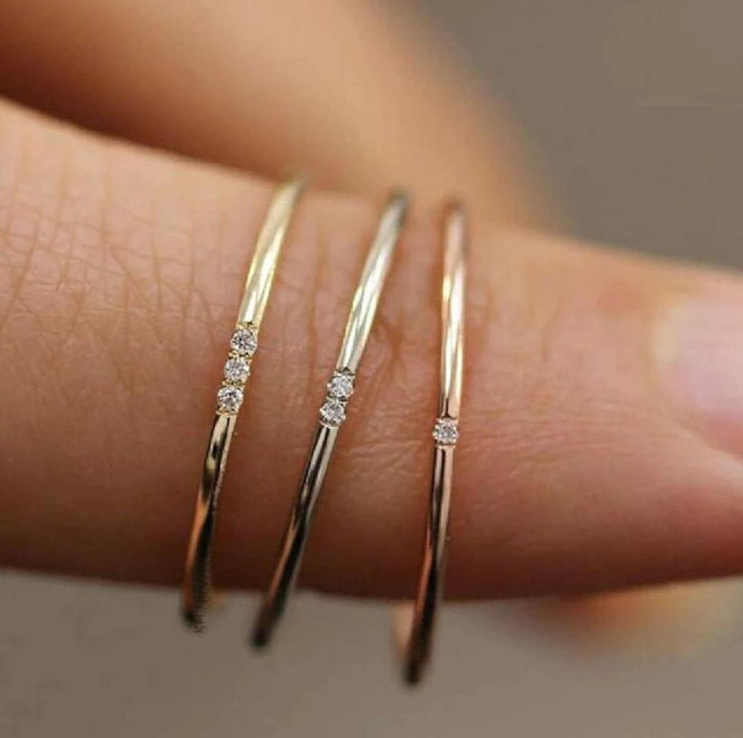 The Tiny Queen Thin Stacking Ring Mini Gold Stacking Ring - Etsy
