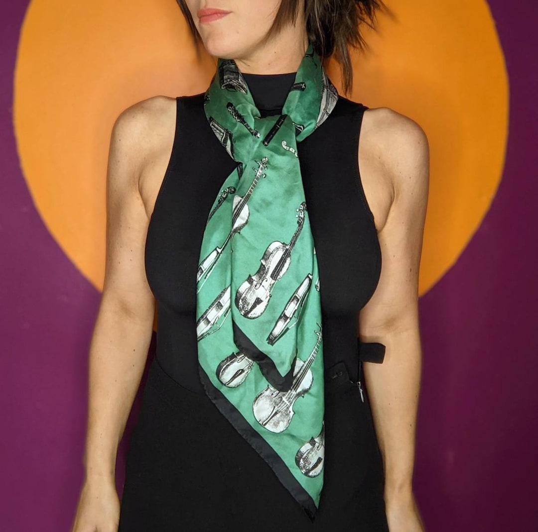 Music Lover Scarf // Guirtsr & Chello Head Scarf // Silk - Etsy UK