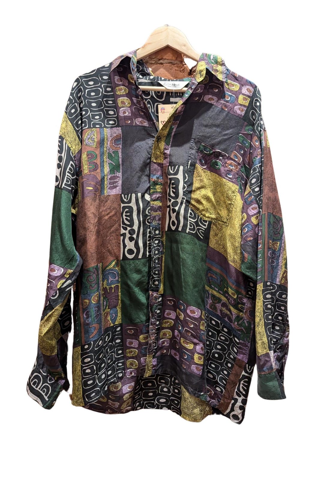 Silk 1990s Flashy Rare Eccentric Button-up Shirt Vintage - Etsy