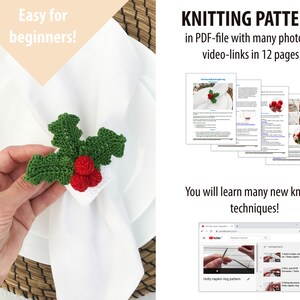 Holly Napkin Ring Knitting Pattern: Christmas Table Decor (PDF Pattern ...
