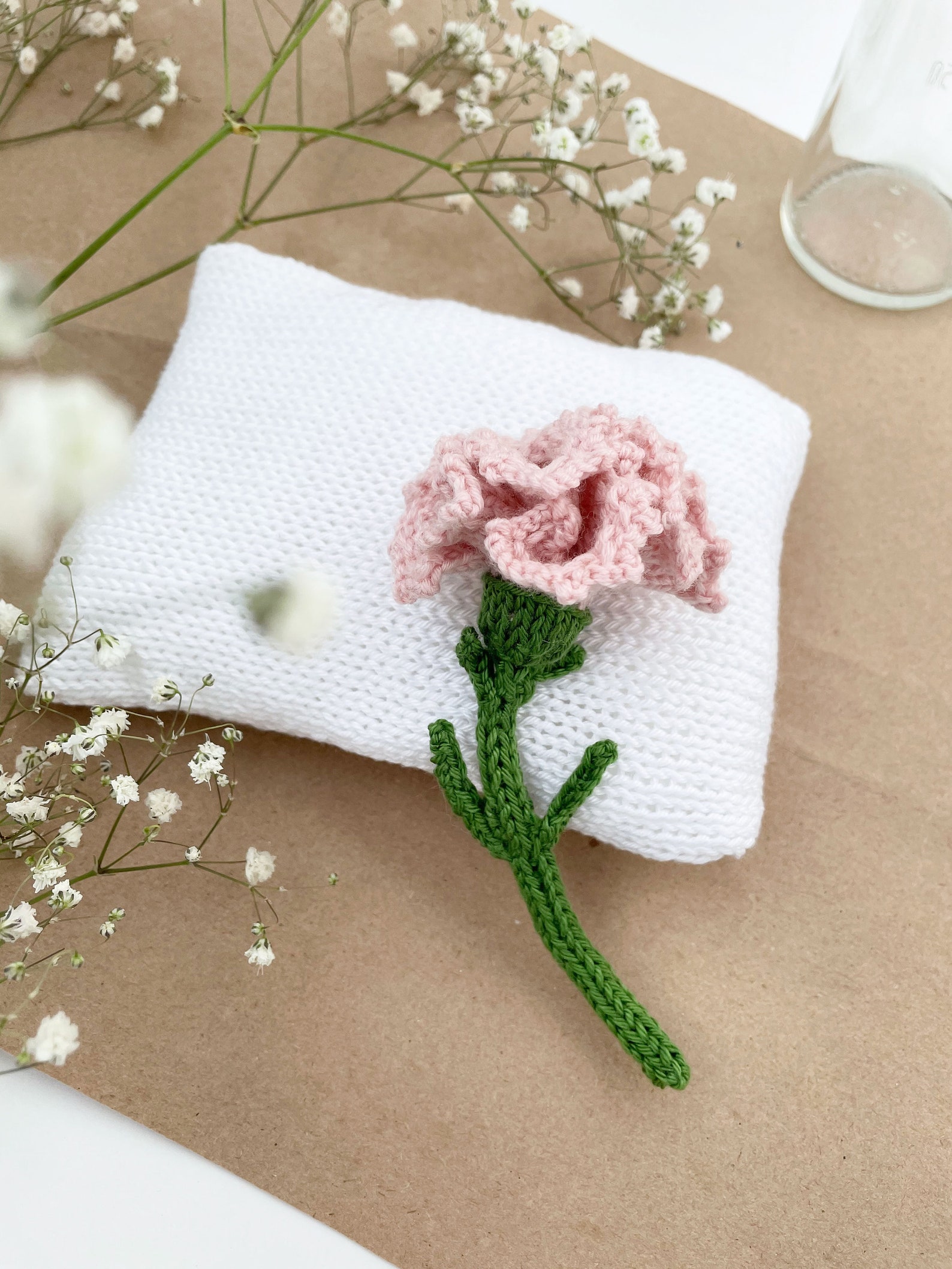 Carnation Flower PATTERN Knit Flower Pattern Mother's - Etsy