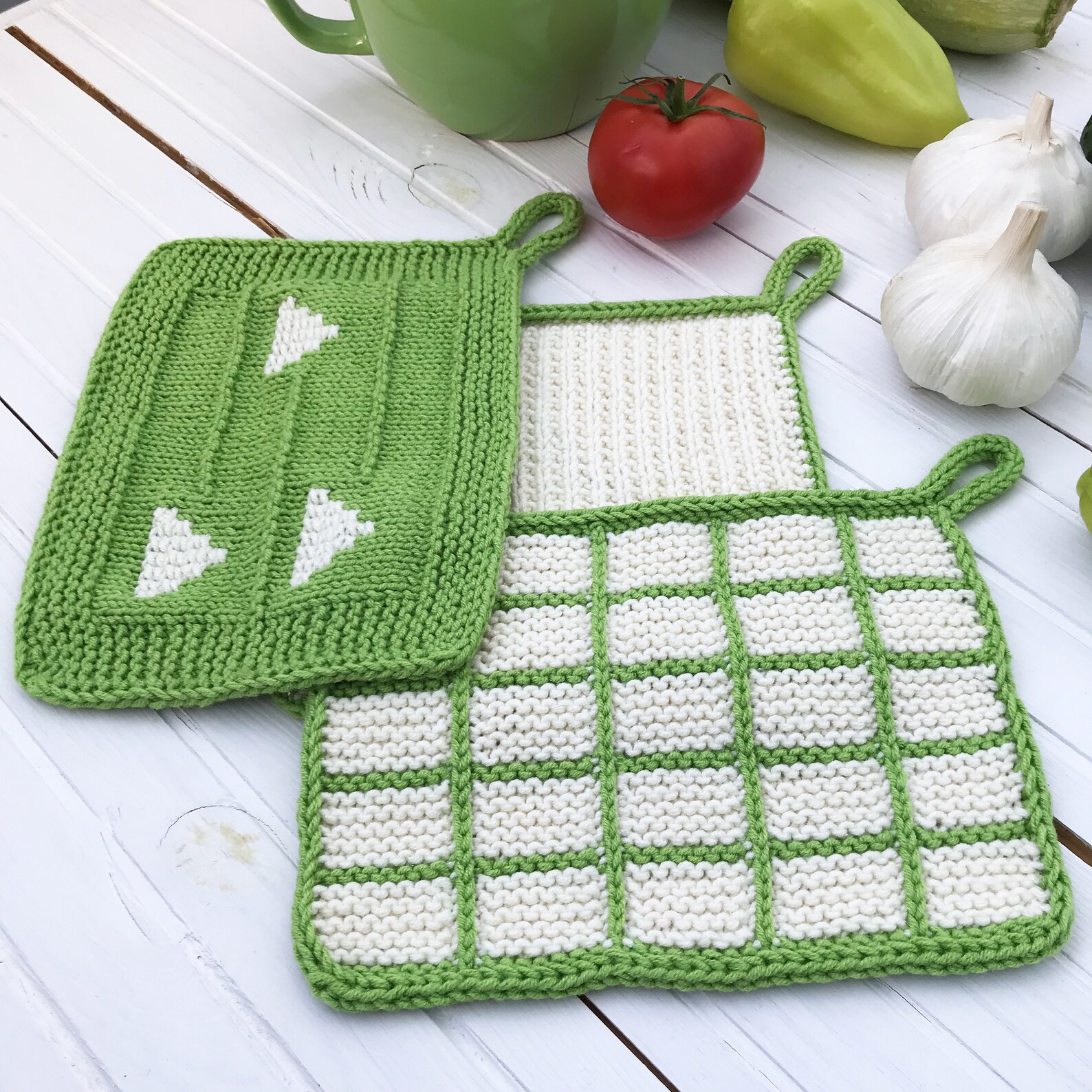 Dishcloth Knitting PATTERN PDF Potholder Knitting Pattern Knit Hot Pads Diy Tutorial Knitted ...