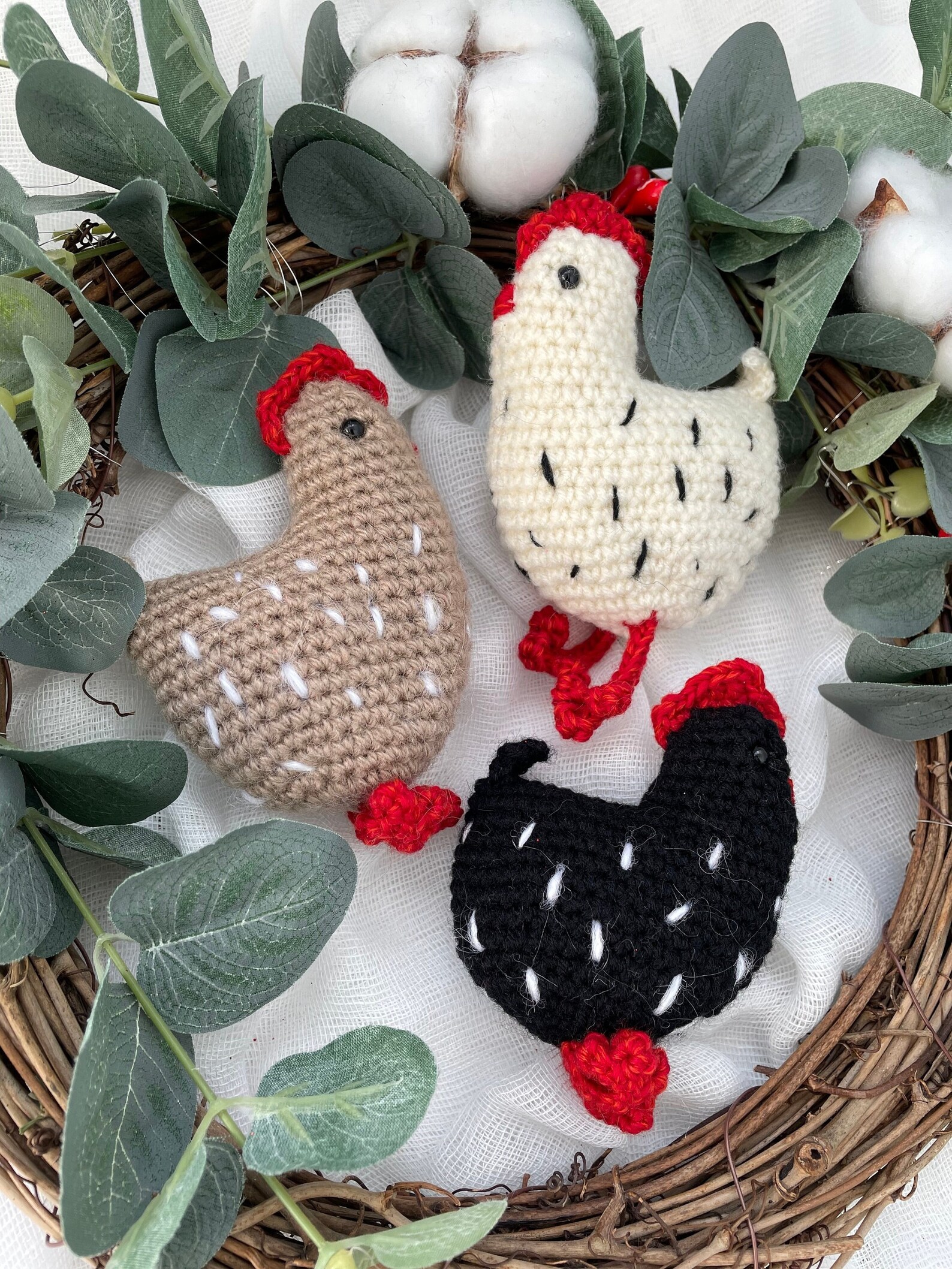 Chicken Decor for Chicken Lovers, Crochet Chicken Plush Amigurumi ...