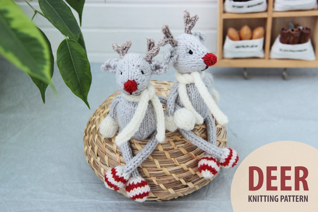 Deer Knitting PATTERN, Knit Reindeer Handmade Toy PDF, Knitted Fawn ...