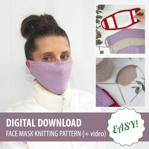 Washable Protective Face Mask Knitting PATTERN - Adults & Kids Reusable ...