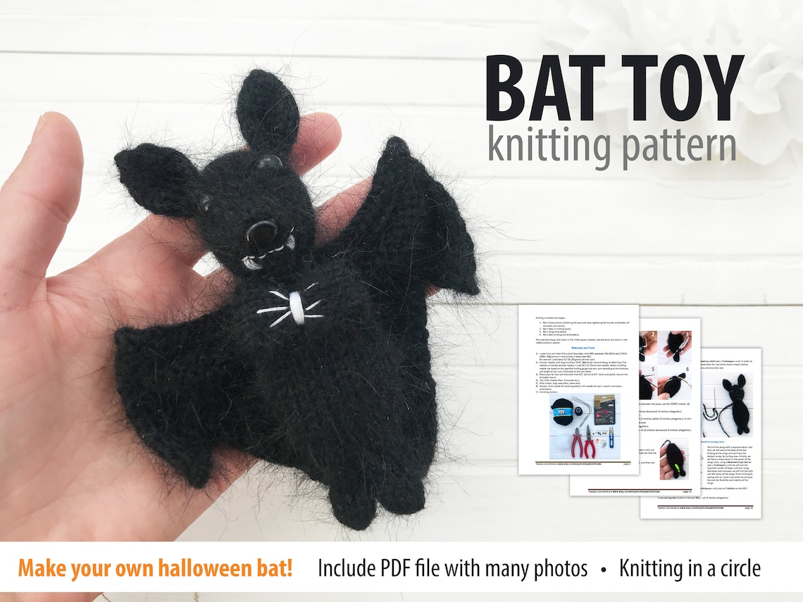 Bat Toy KNITTING PATTERN Bat Decorations Diy Tutorial Easy - Etsy