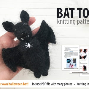 Bat Toy KNITTING PATTERN, Bat Decorations Diy Tutorial, Easy Bat Craft ...