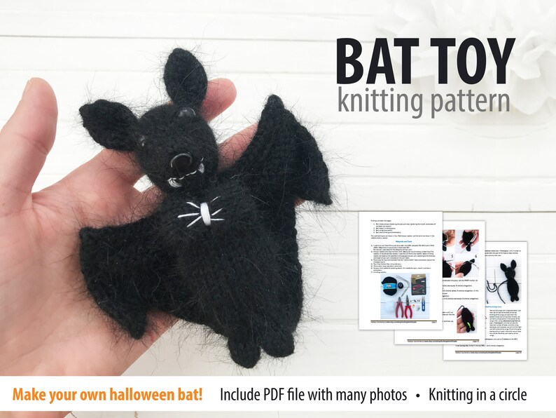 Bat Toy KNITTING PATTERN, Bat Decorations Diy Tutorial, Easy Bat Craft ...