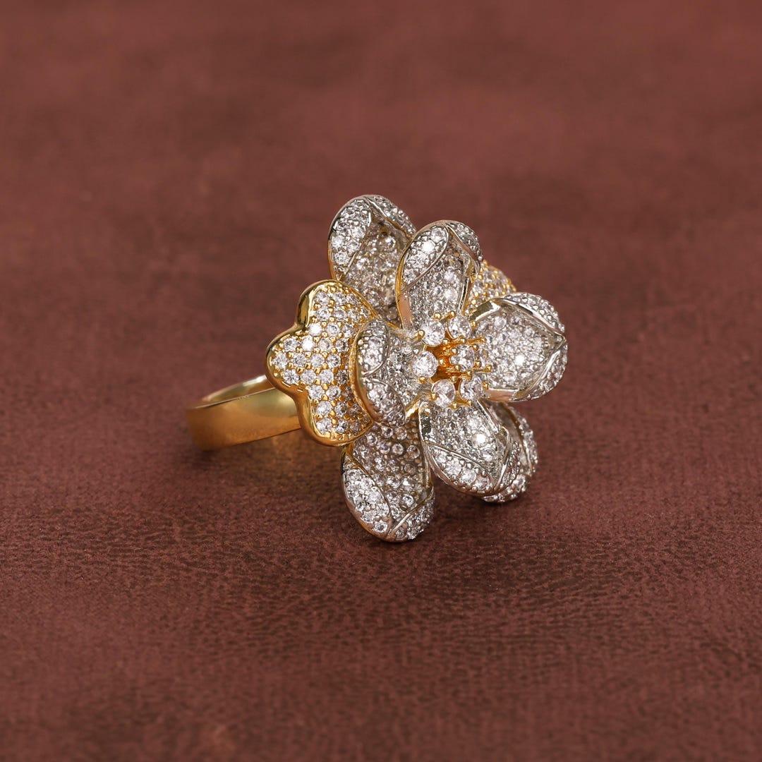 The Bling Project Floral Petals American Diamond Ring for Her - Etsy
