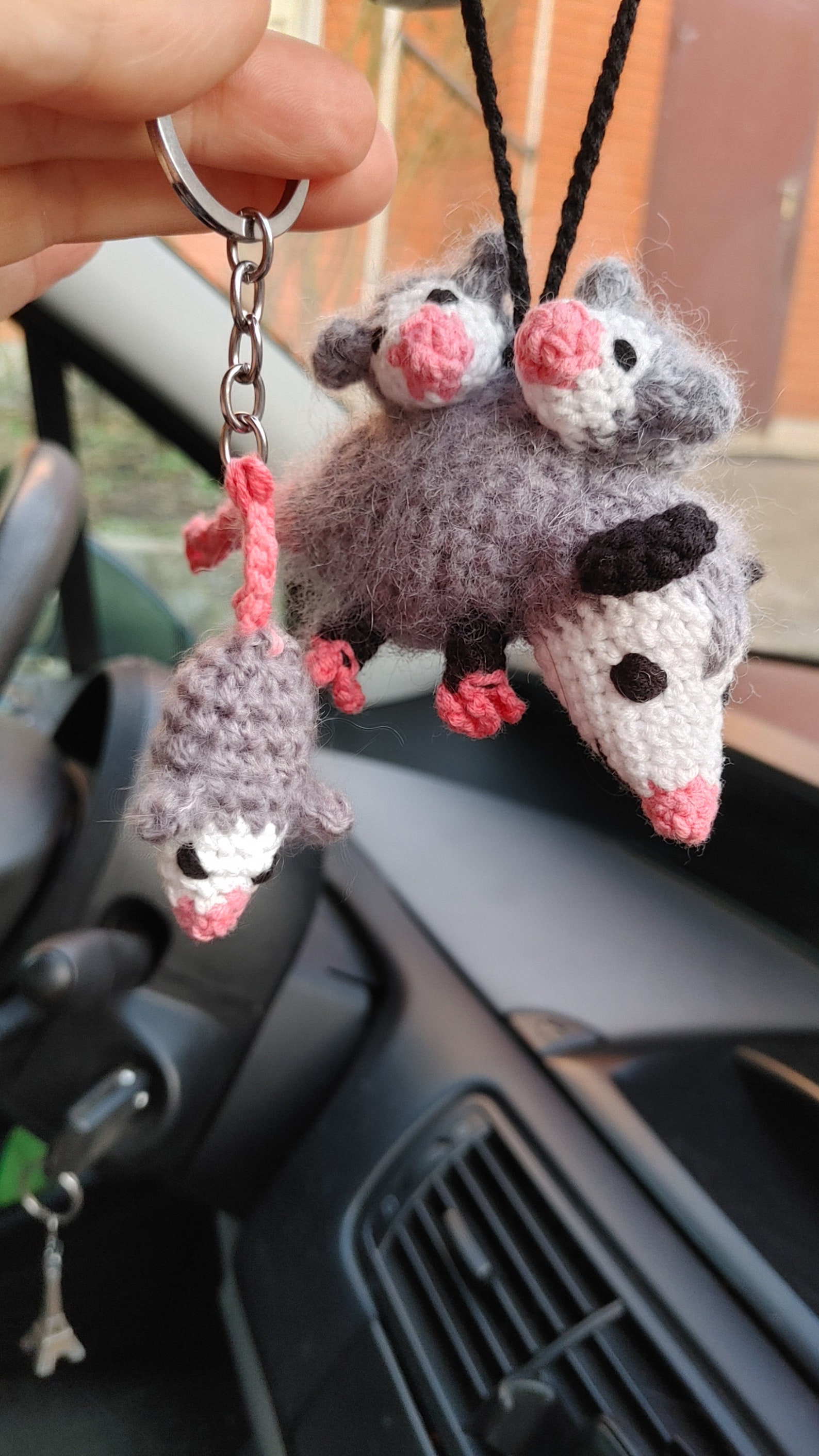 Opossum Stuffed Animal, Dashboard Decor, Possum Rear View Mirror ...