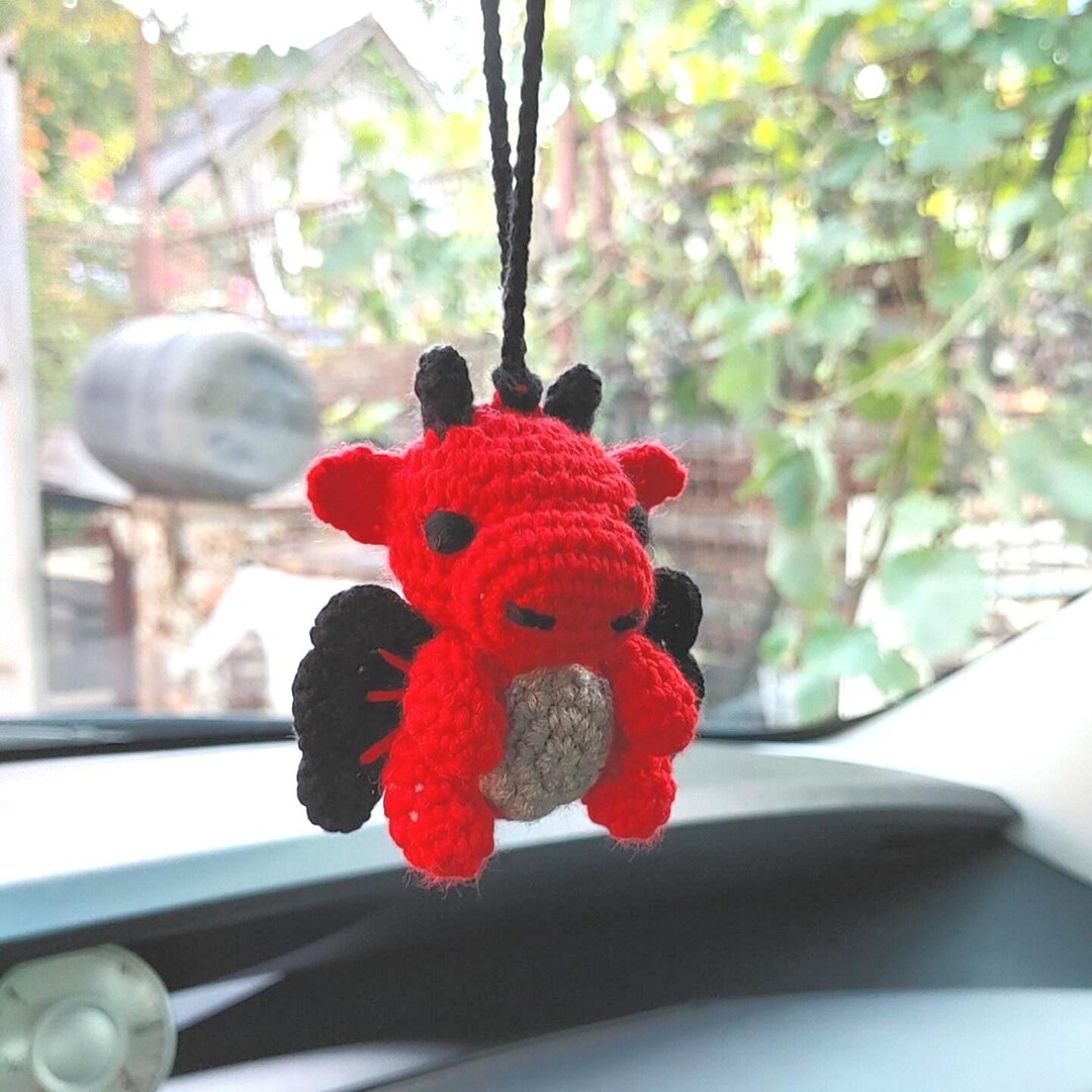 Mythical Dragon Creature, Cryptid Car Dangle, Handmade Plushie, Rear ...