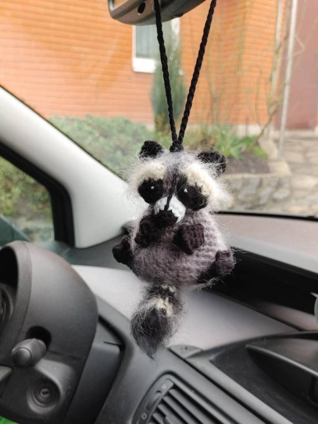 Raccoon Car Mirror Hanging Accessories, Dashboard Decor Hanger, Rear ...