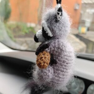 Raccoon Car Mirror Hanging Accessories, Charm Dashboard Decor, Rear ...