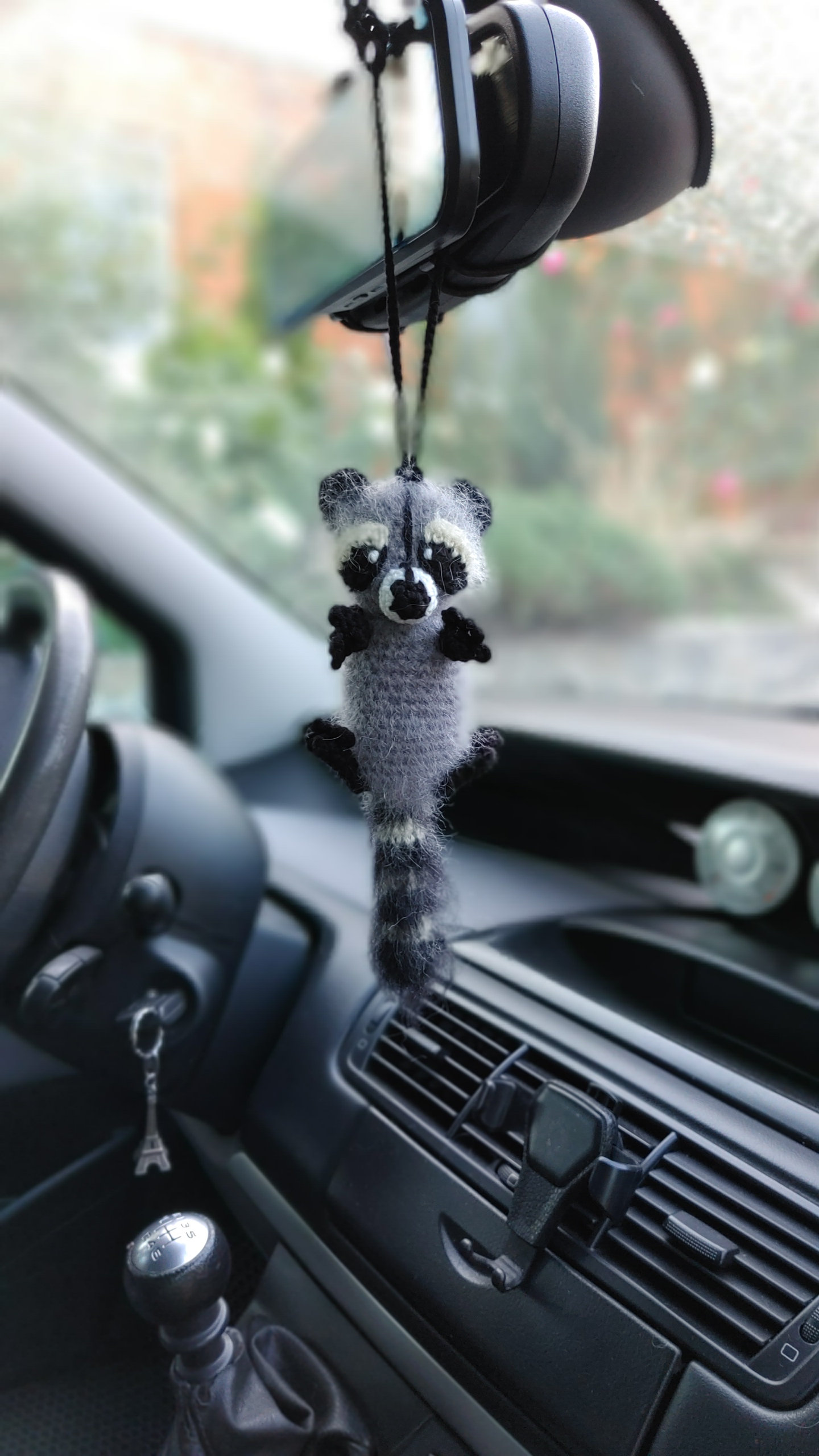 Raccoon Car Mirror Hanging Accessories, Dashboard Decor Hanger, Rear ...
