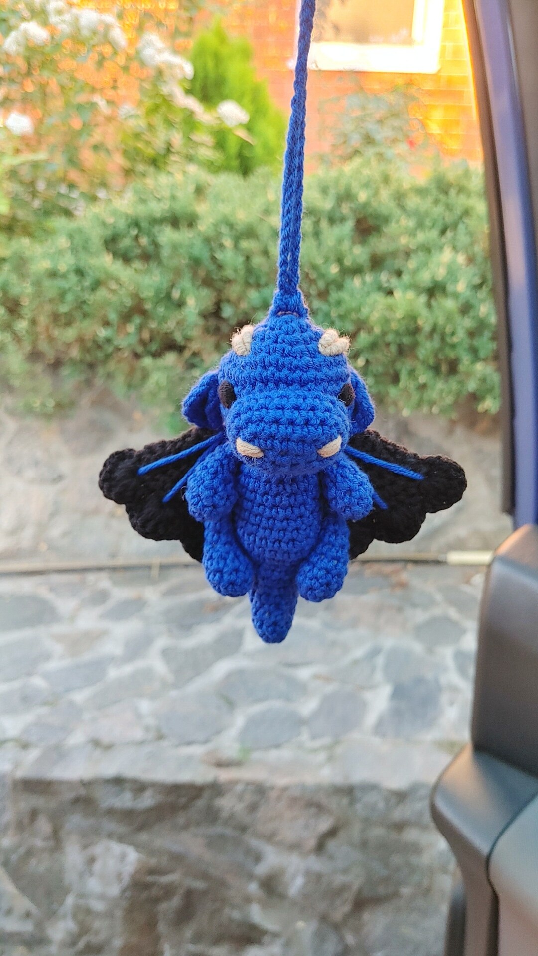 Blue Dragon Plush, Car Rear View Mirror Decor, Cute Stuffed Animal, Car ...