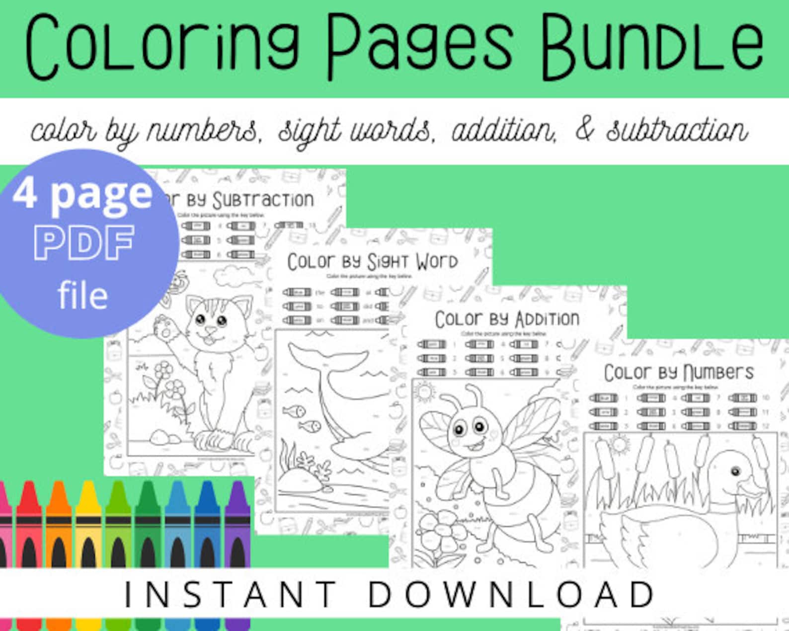Coloring Pages, Color by Numbers, Color by Sight Word, Color by ...