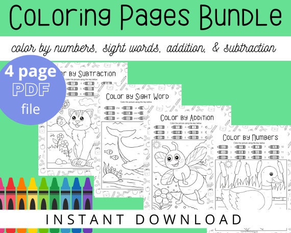 Coloring Pages Color by Numbers Color by Sight Word Color - Etsy