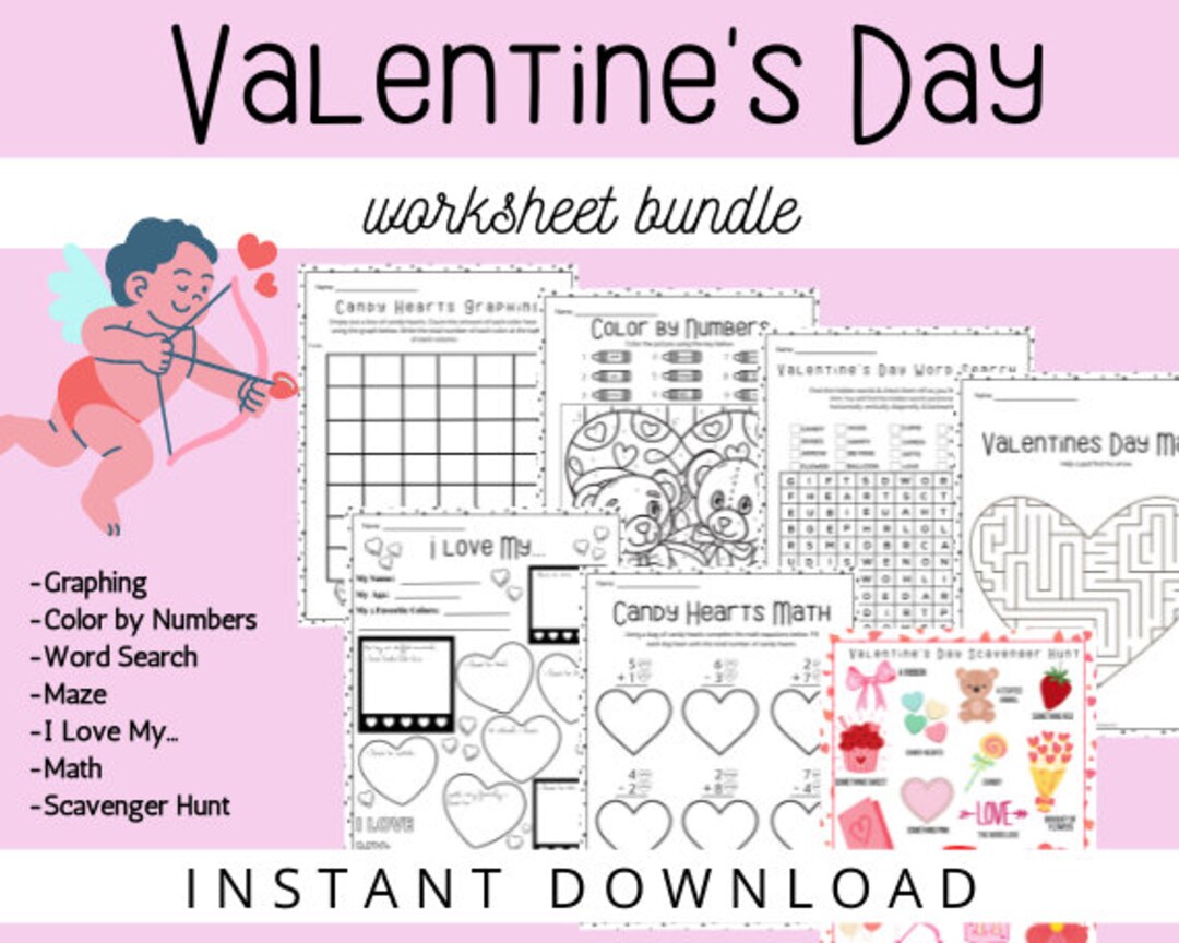 Valentines Day Worksheets,valentines Activity Bundle,valentines ...
