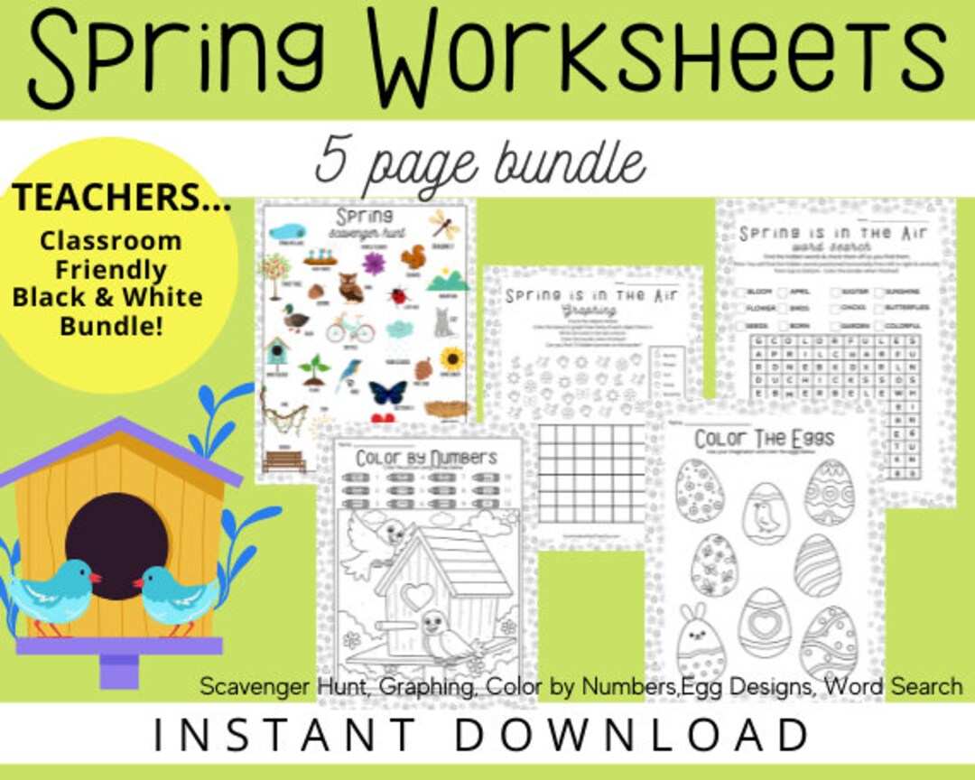 Spring Worksheet Bundle,worksheets,kids Worksheets,spring Word Search ...