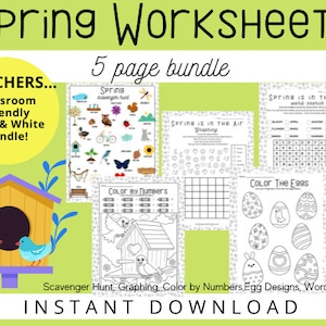 Spring Worksheet Bundle,worksheets,kids Worksheets,spring Word Search ...
