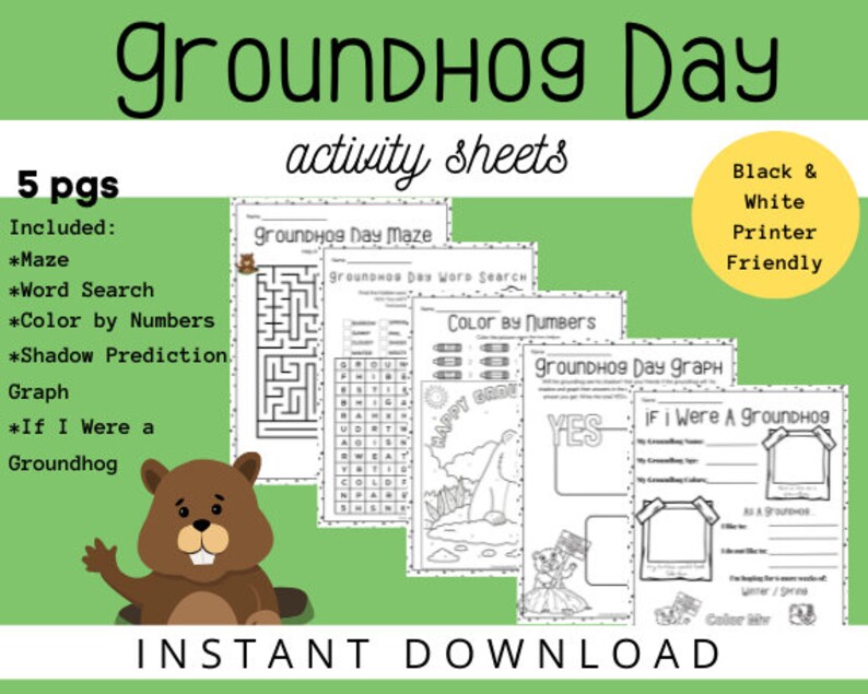 Groundhog Day Worksheet Bundle,groundhog Day Worksheets,kindergarten ...