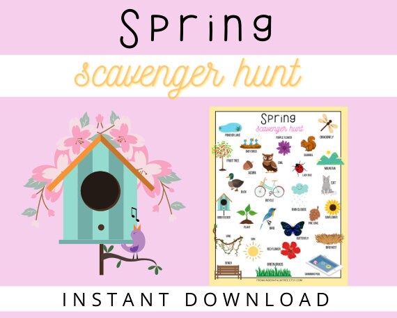 Spring Scavenger Hunt Spring Worksheet Printable for Kids | Etsy