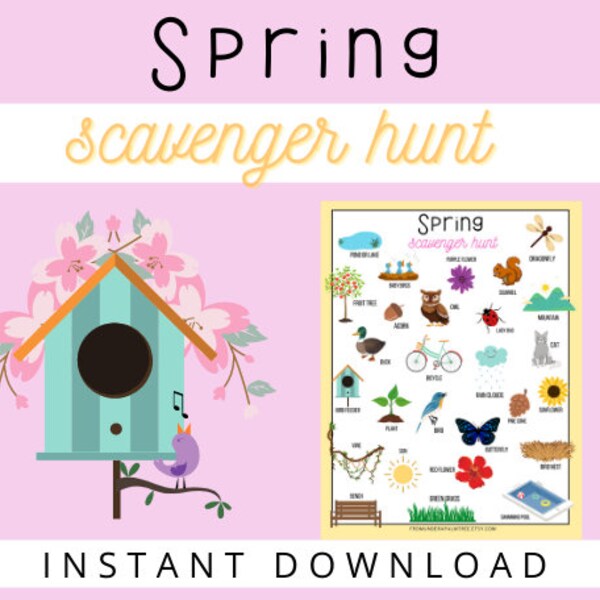 Spring Scavenger Hunt, Spring Worksheet, Printable for Kids, Spring ...