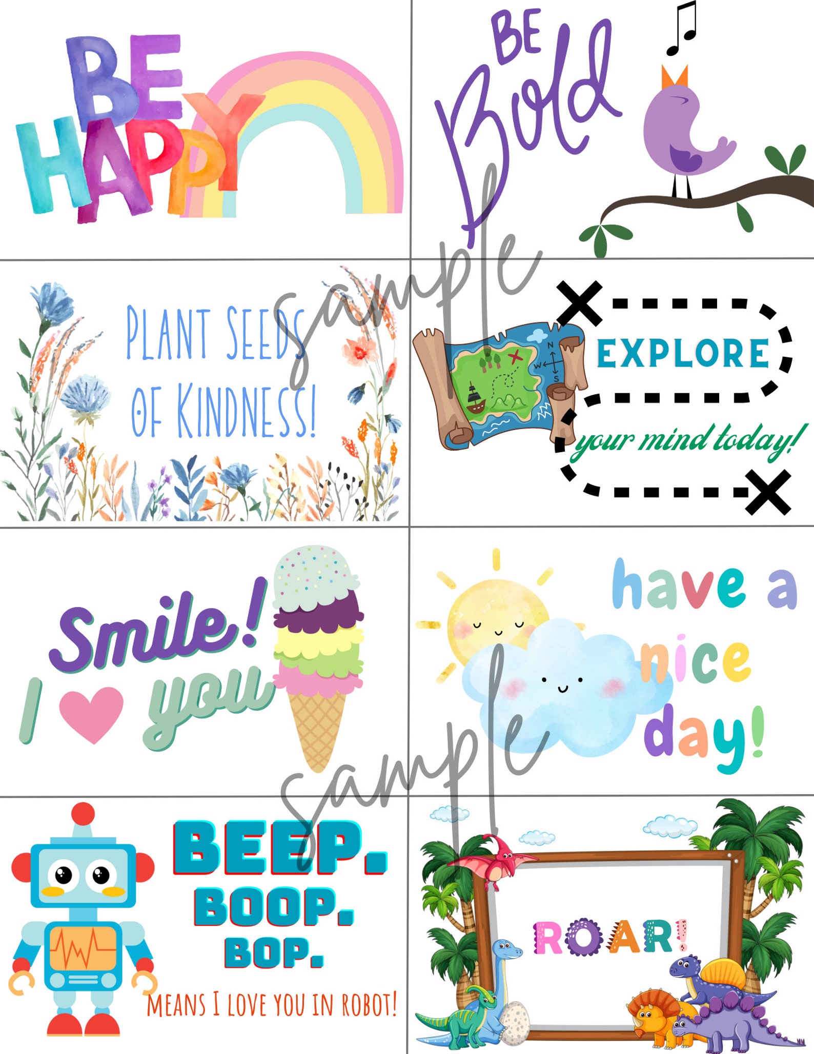 Lunch Notes for Kids Words of Encouragement for Kids Digital - Etsy