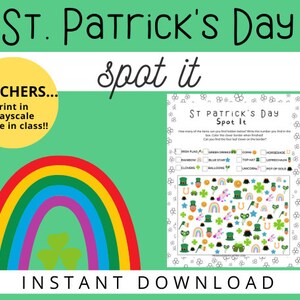 St. Patrick's Day Spot It,printable Game,kids Printable Game,kids ...