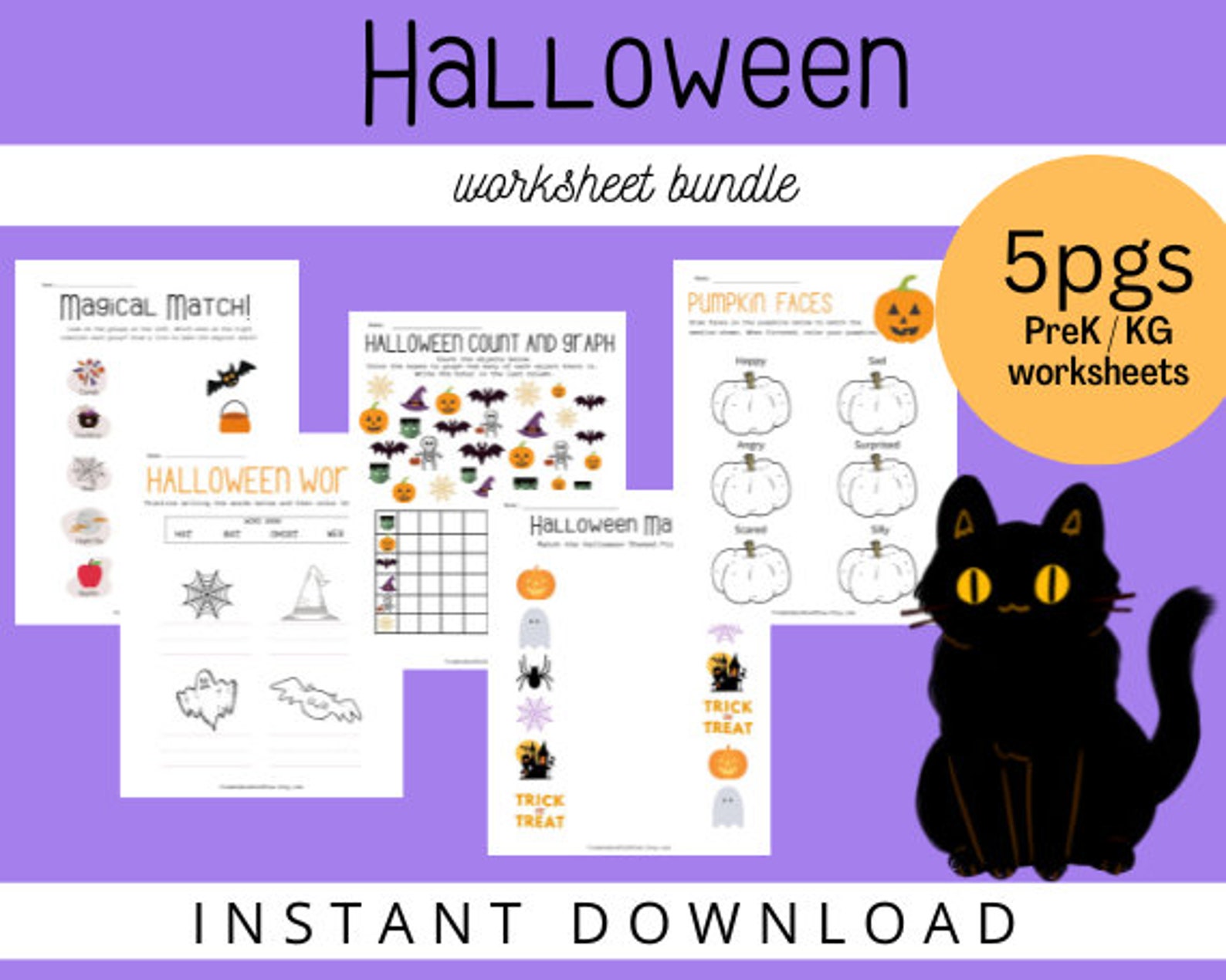 Halloween Worksheet Bundle, Halloween Workbook, Kindergarten Worksheets ...