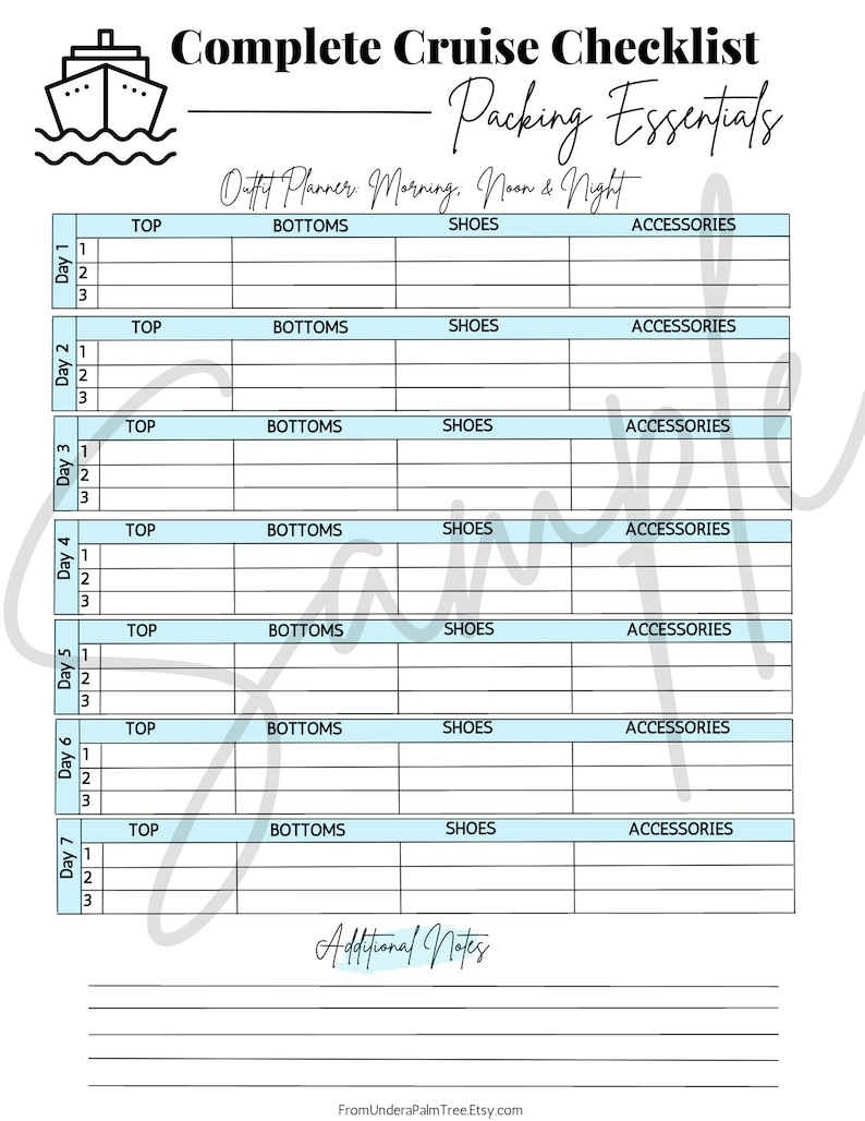 Cruise Packing Checklist: 14-page Planner (digital Download) - Etsy