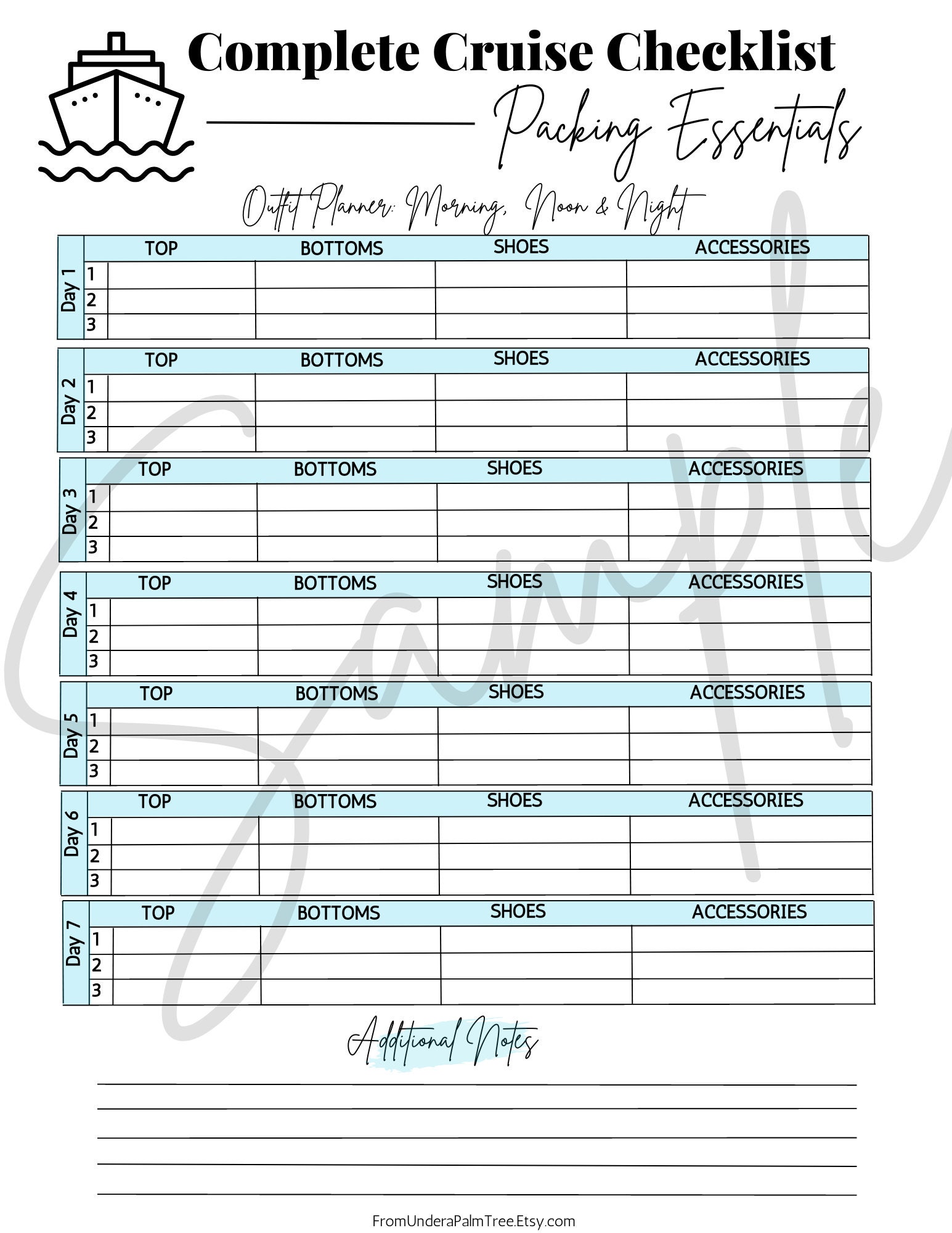 Cruise Packing Check List,cruise Essential List,printable Cruise ...
