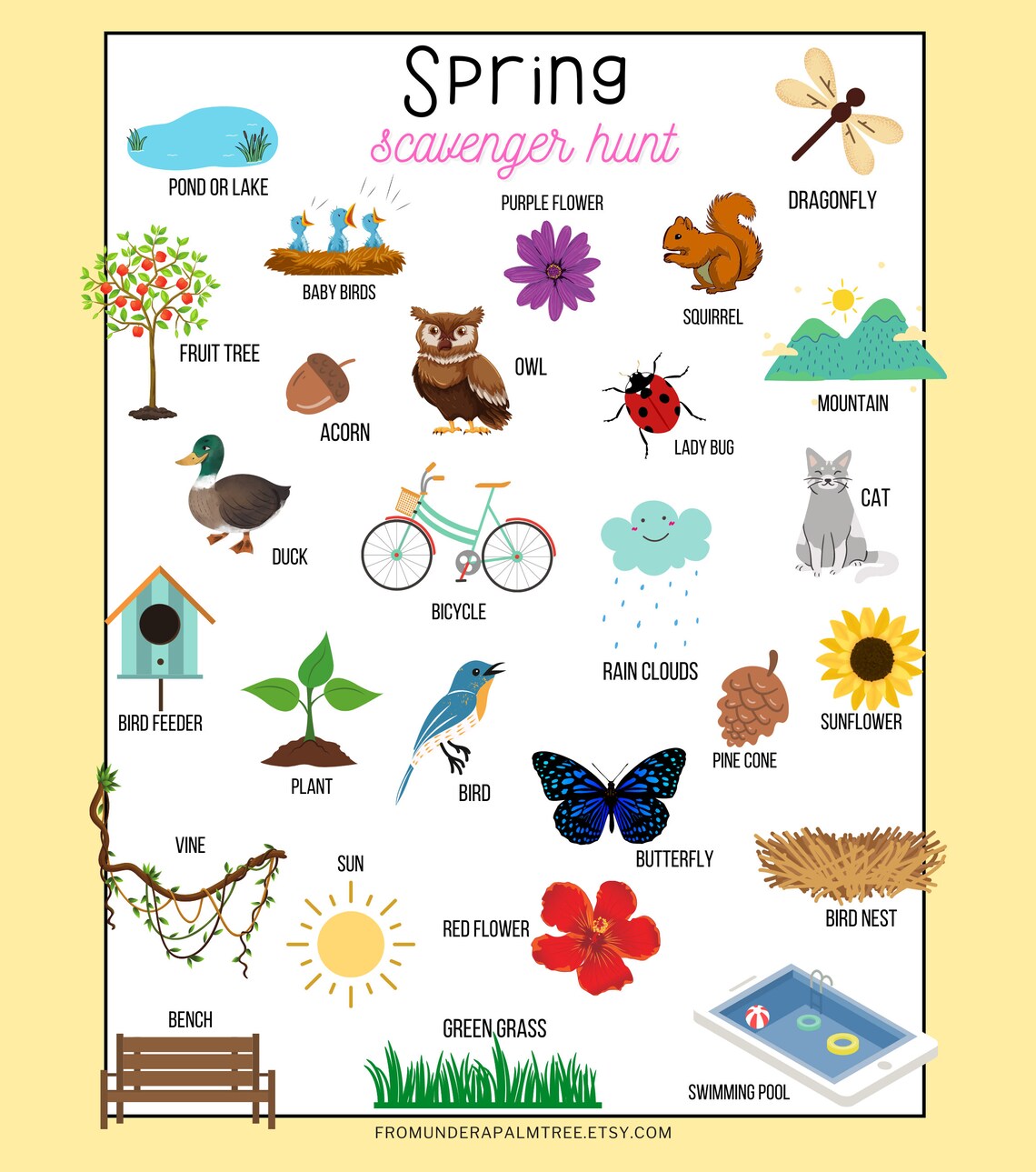 Spring Scavenger Hunt, Spring Worksheet, Printable for Kids, Spring ...