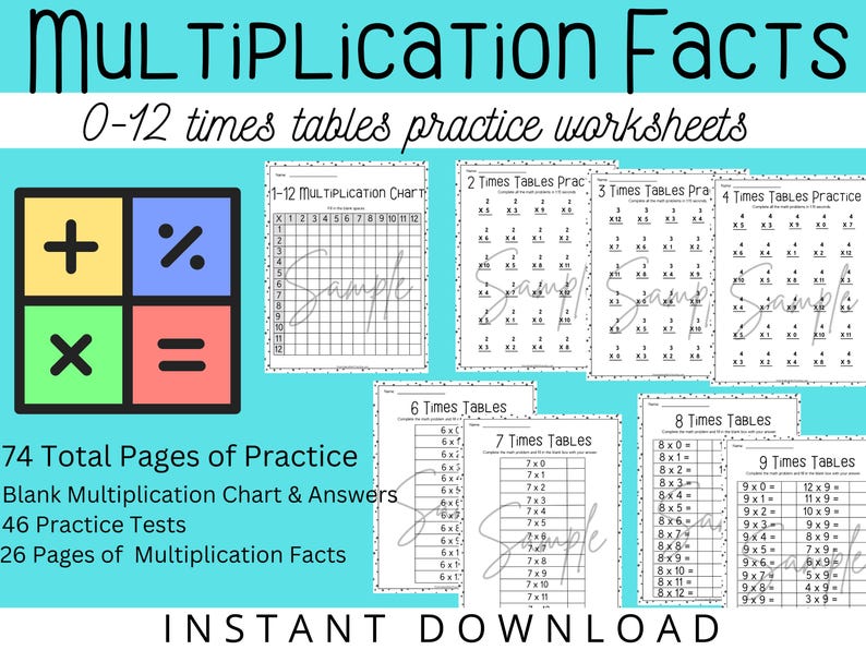 Multiplication Facts,times Table Worksheets,times Table Practice ...