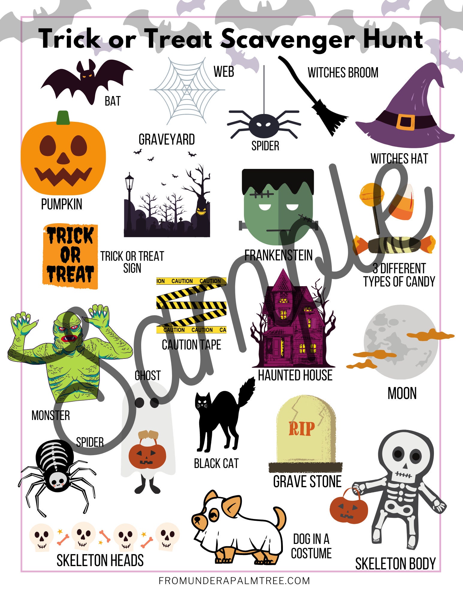 Trick or Treat Scavenger Hunt, Halloween Worksheet, Printable for Kids ...