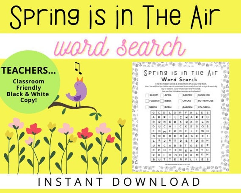 Spring Word Search, Kids Word Search, Learning Worksheets, Spring ...