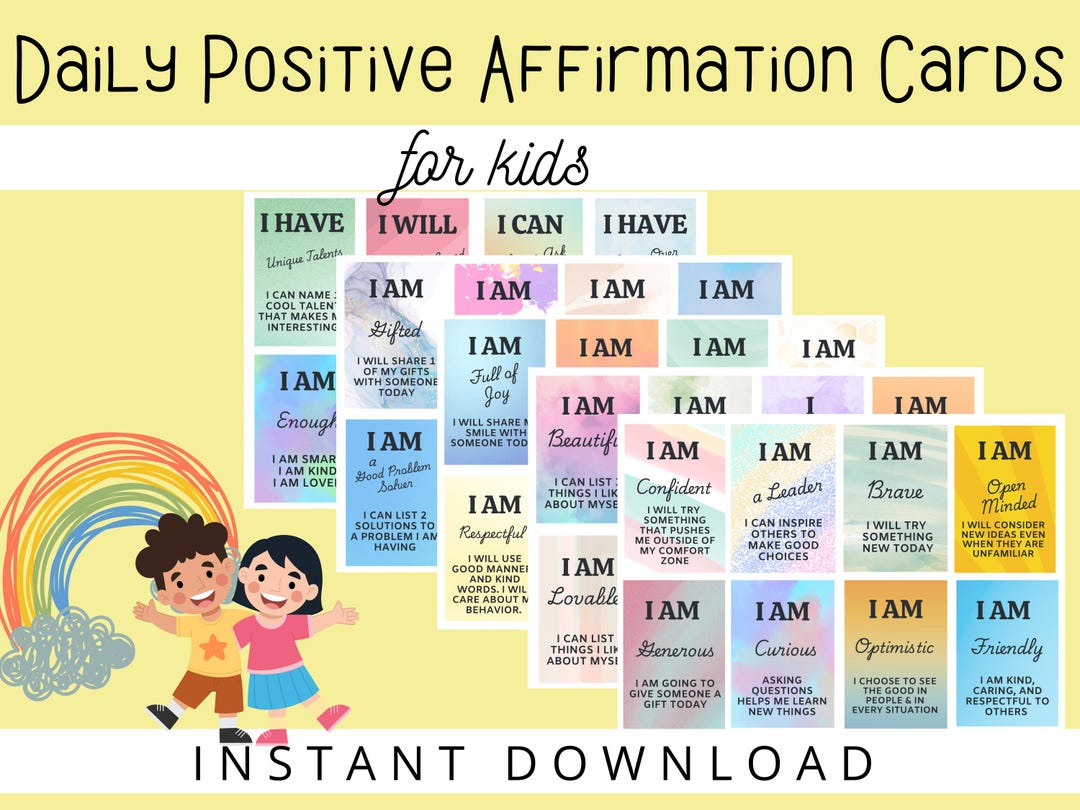 Positive Affirmation Cards for Kids,positive Affirmations,daily ...