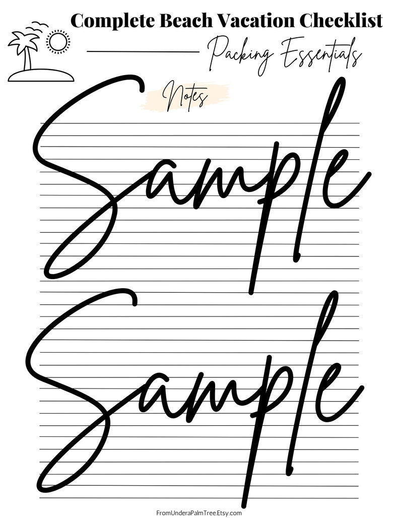 Beach Packing Checklist: Vacation Essentials List (digital Download) - Etsy