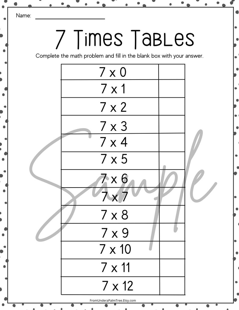 Multiplication Facts,times Table Worksheets,times Table Practice ...