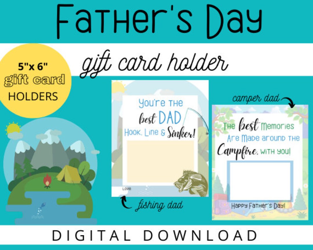 Father's Day Gift Card Holder, Printable Gift Card Holder, Fishing Dad ...