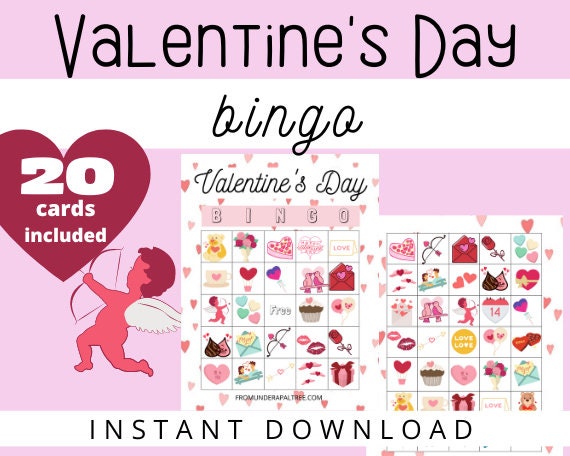 Valentine's Day Bingo Printable,digital Game for Kids,valentines Day ...