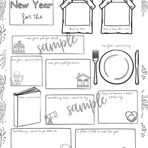 New Years Printables for Kids,new Years Worksheets,new Years Goals,new ...