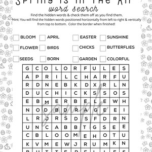 Spring Worksheet Bundle,worksheets,kids Worksheets,spring Word Search ...