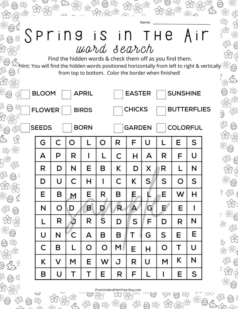 Spring Worksheet Bundle,worksheets,kids Worksheets,spring Word Search ...